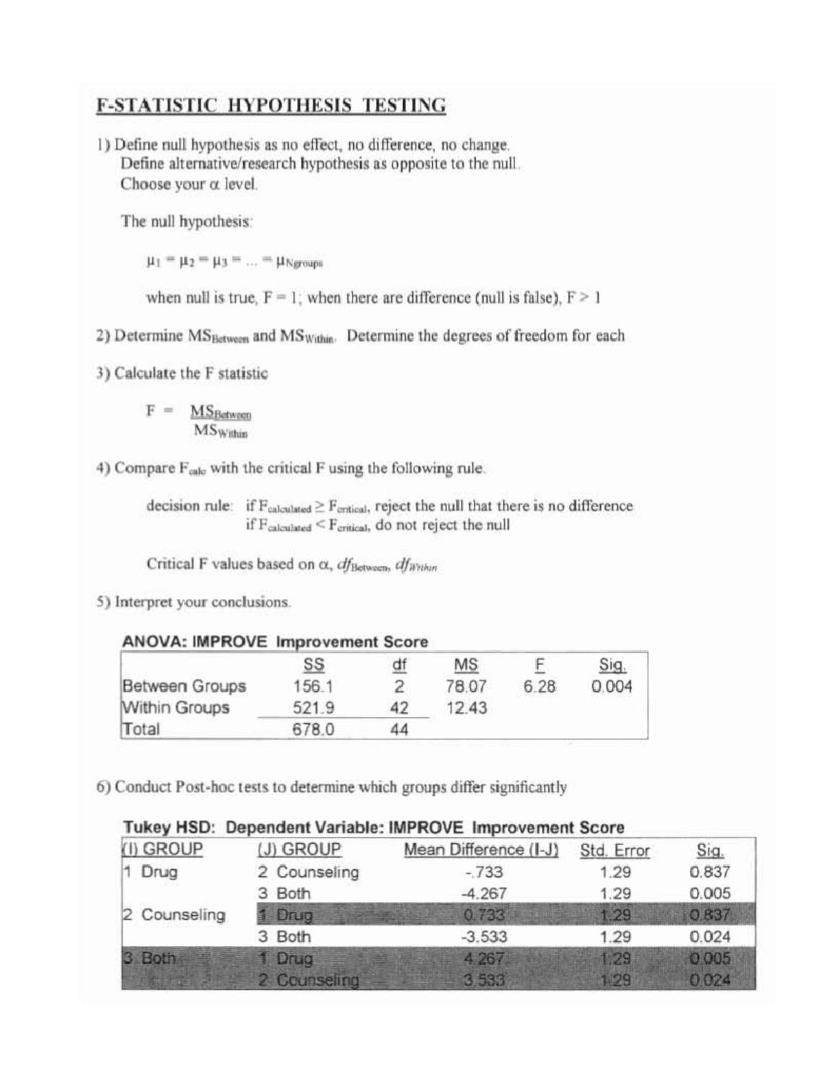 Anova 2 F and partitioning variance-1 - F·STATISTIC HYI'OTIIESIS ...