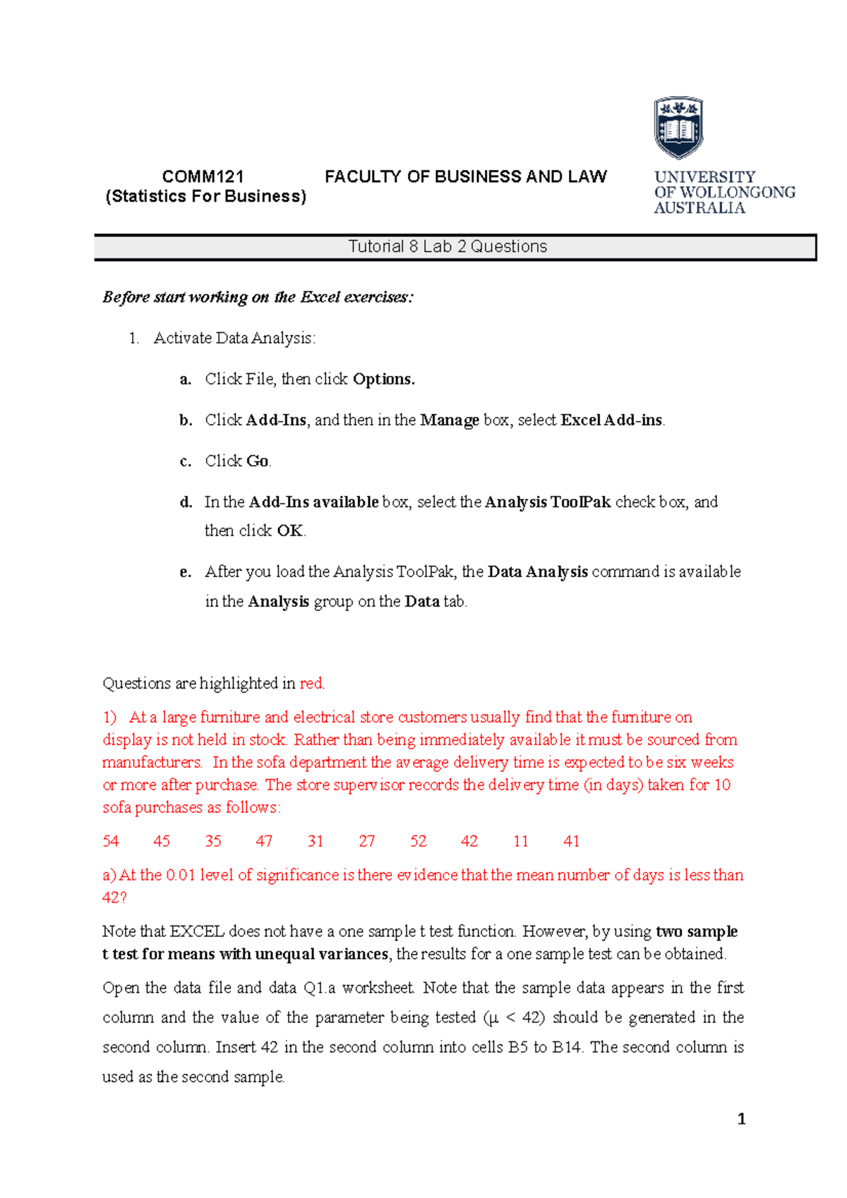 Computer lab 2 questions - COMM121 - UOW - Studocu