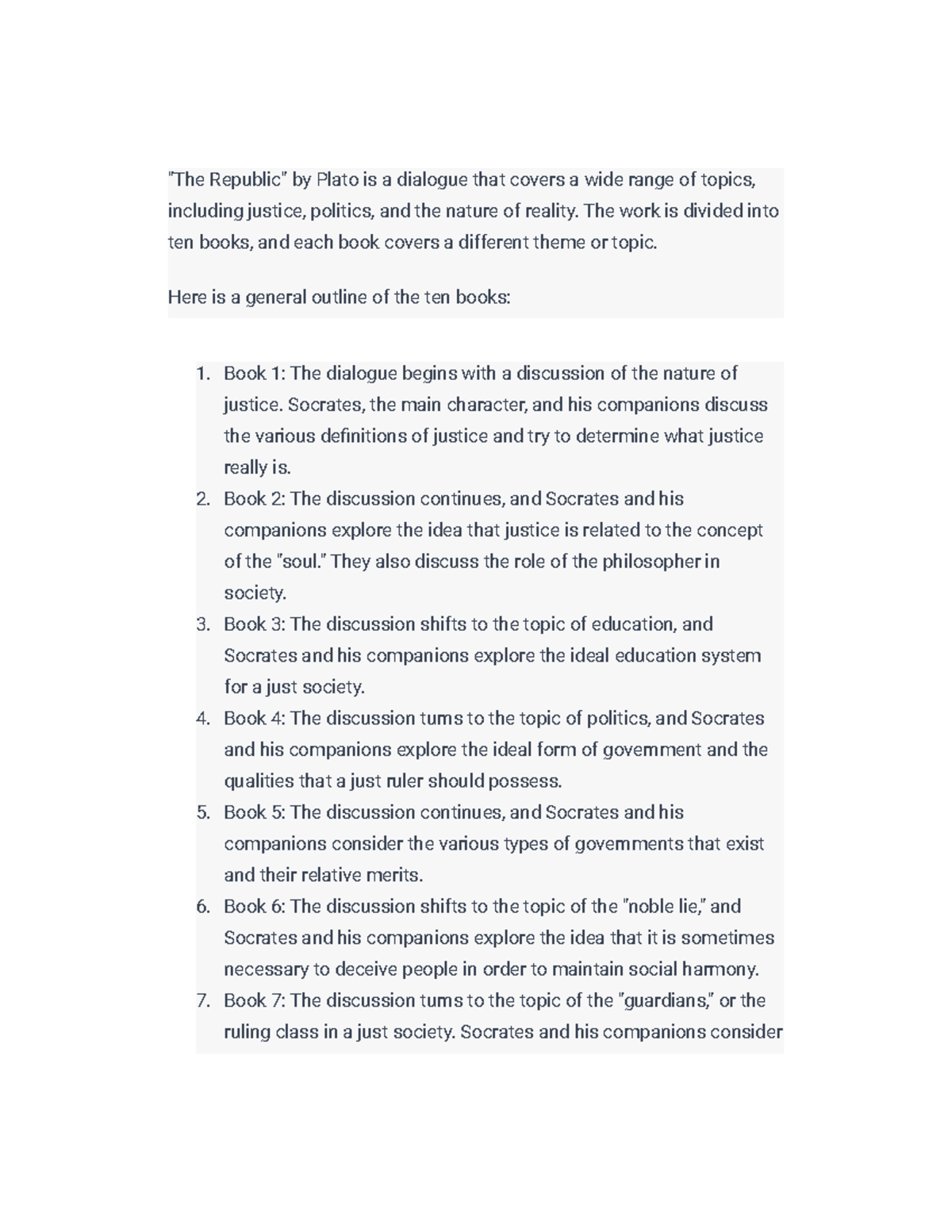 The Republic Outline - For PHIL with Dupont - "The Republic" by Plato ...