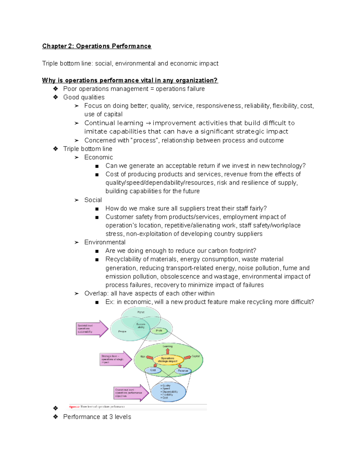 1. Textbook Reading ch 2 and 3 - Chapter 2: Operations Performance ...