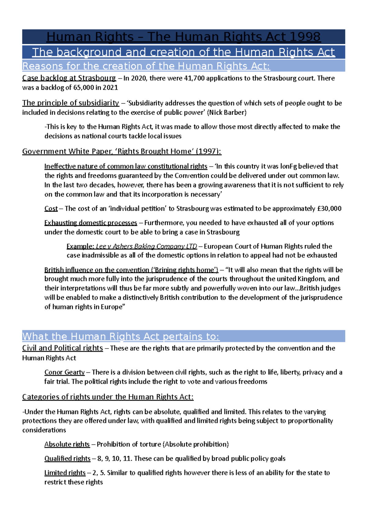 Human Rights - The Human Rights Act 1998 - Human Rights – The Human ...