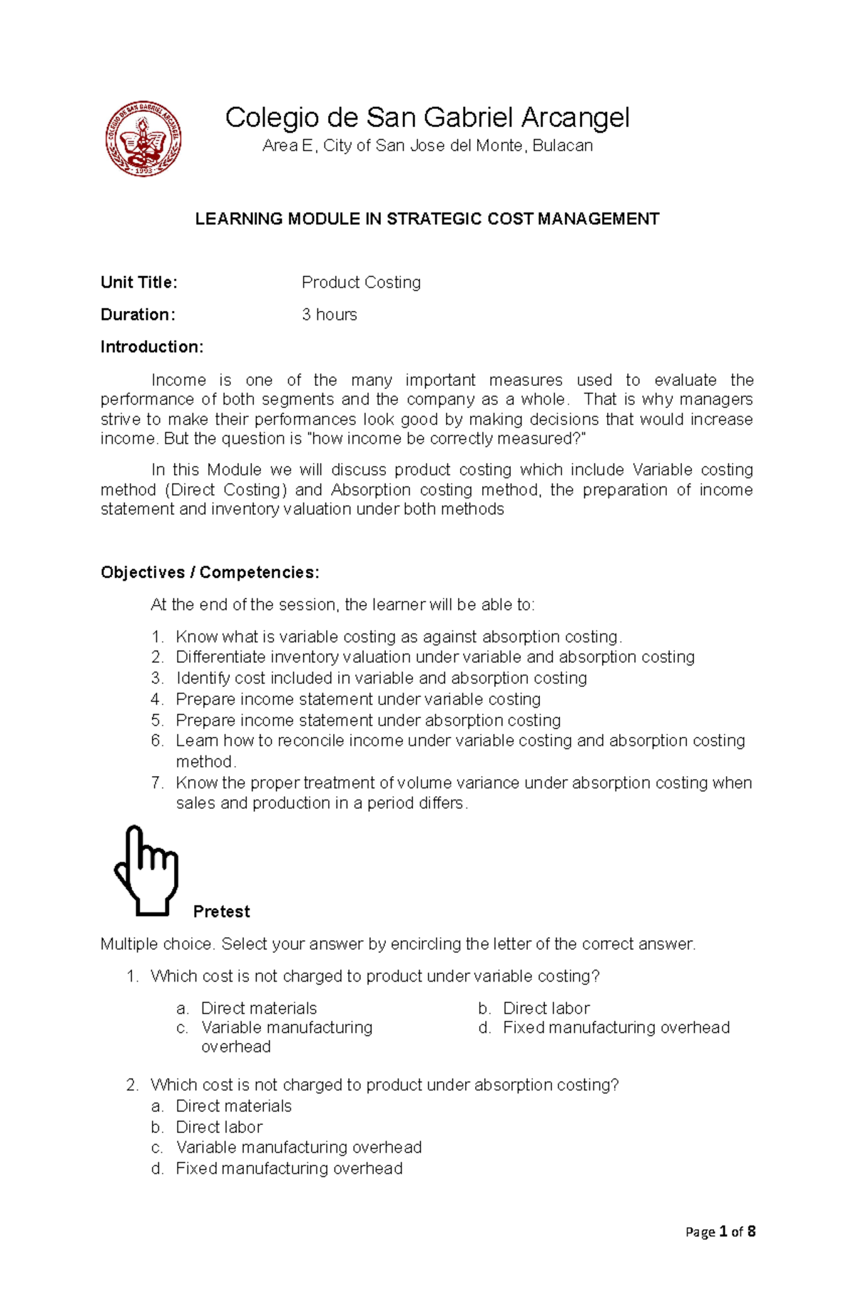Module 3 - SCM - Lecture notes 4 - Colegio de San Gabriel Arcangel Area ...