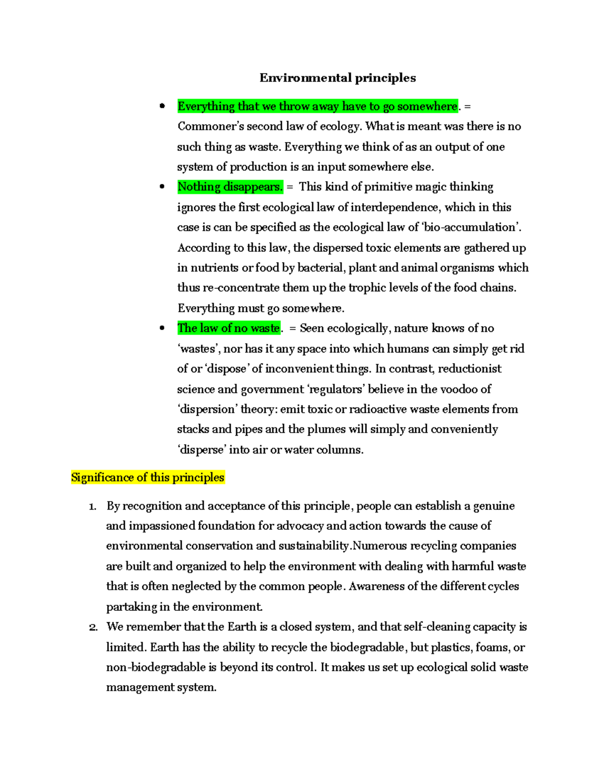 3 environmental Principles meaning and significance - Environmental ...