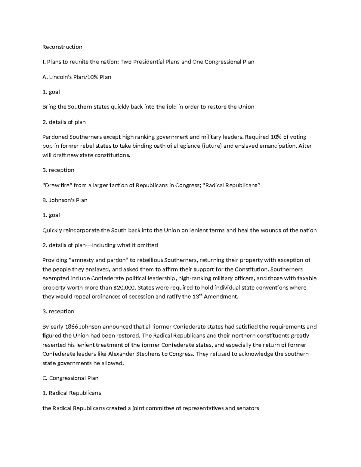 Reconstruction And Westward Expansion Week 1 Online Notes ...