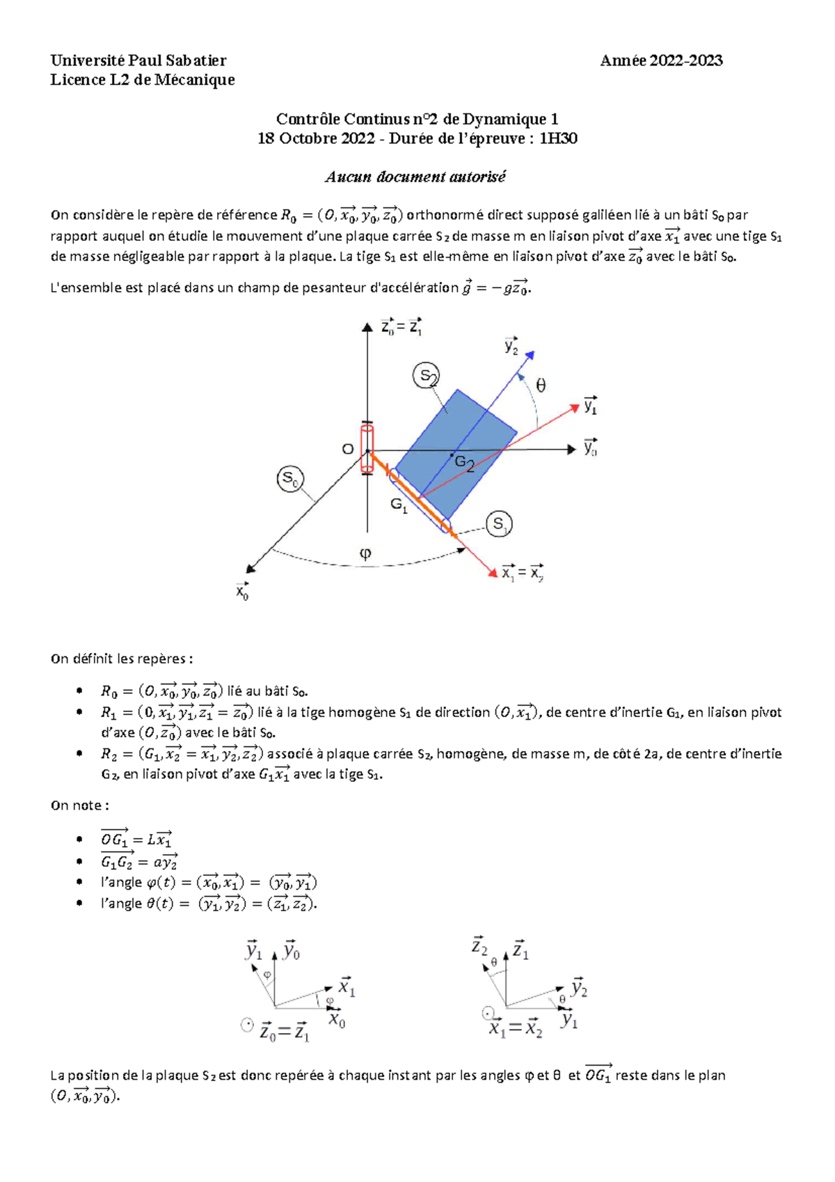 CC2 dynamique 1 - ..... - Université Paul Sabatier Année 2022- Licence ...