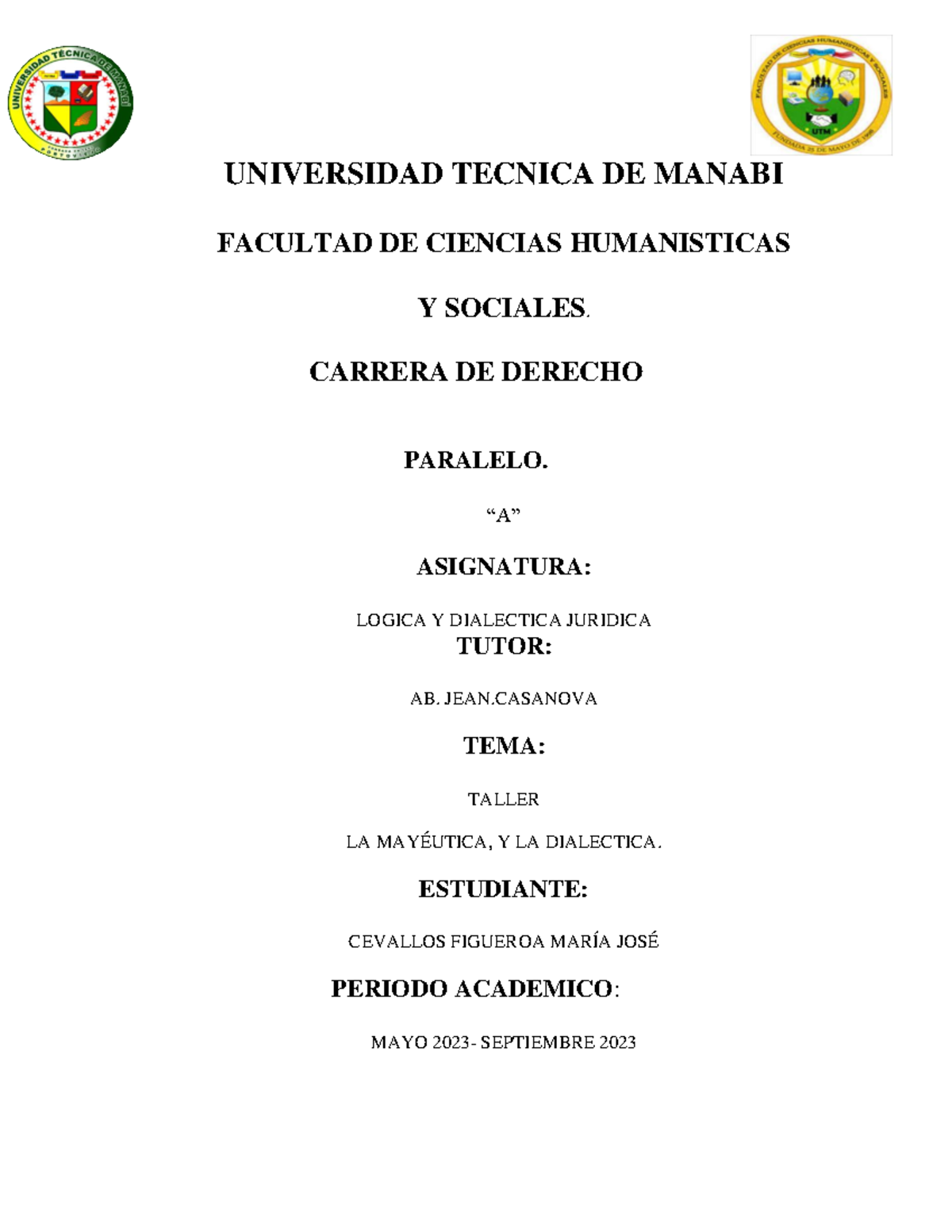 Taller - UNIVERSIDAD TECNICA DE MANABI FACULTAD DE CIENCIAS ...