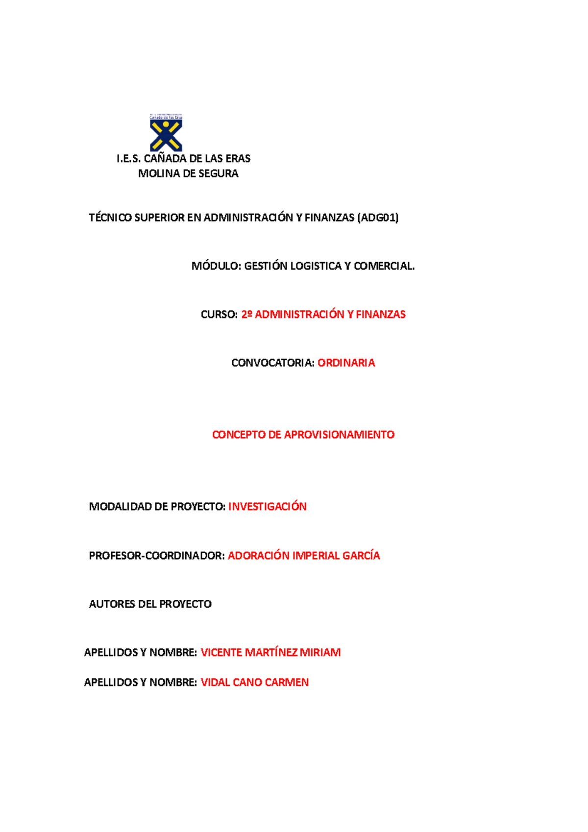 Tipos de aprovisionamiento - I.E. CAÑADA DE LAS ERAS MOLINA DE SEGURA ...