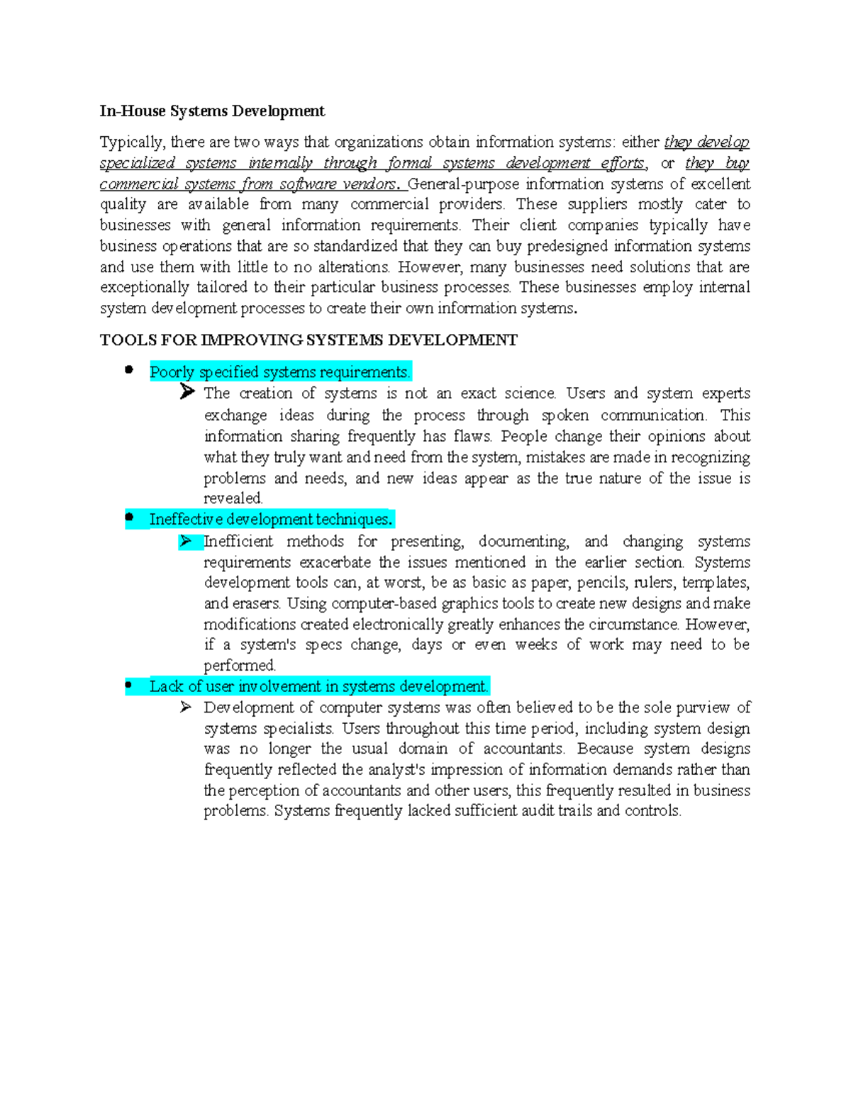 In-House Systems Development - In-House Systems Development Typically ...