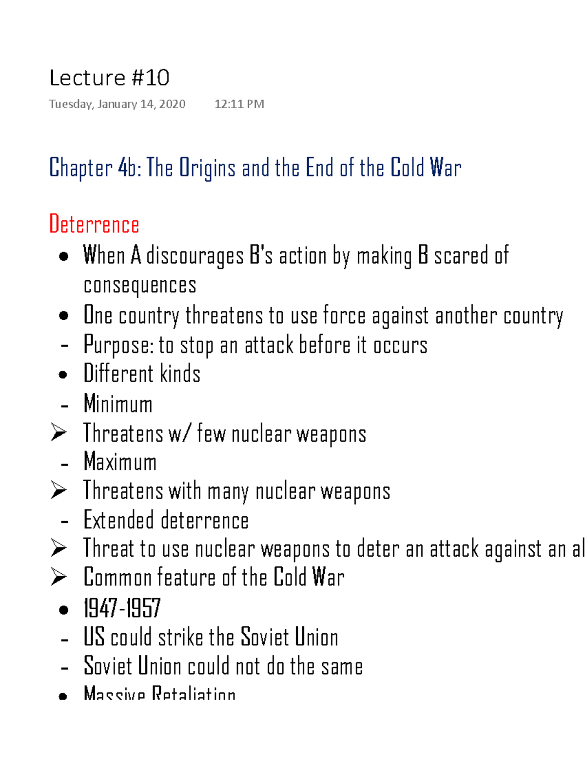 Lecture 10 POLS 250 - Notes - Chapter 4b: The Origins and the End of ...