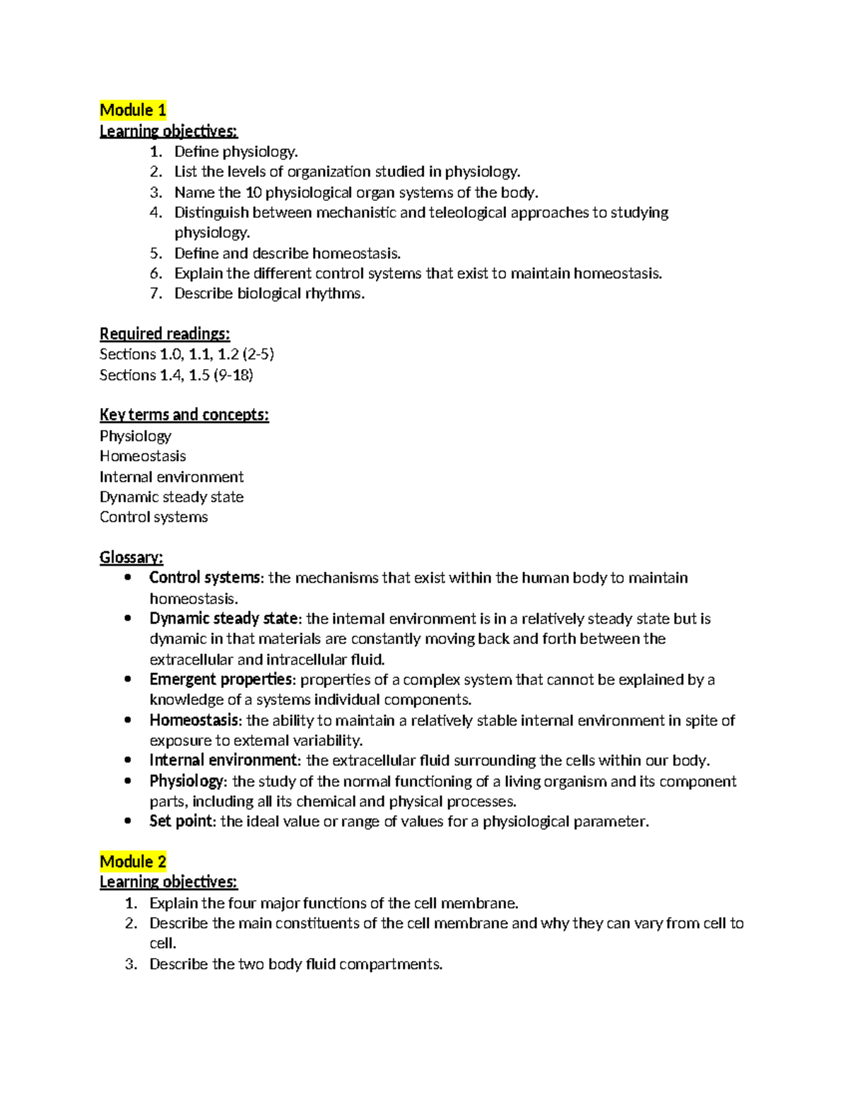 Midterm review - summary for lecture objectives - Module 1 Learning objectives: 1. Define - Studocu