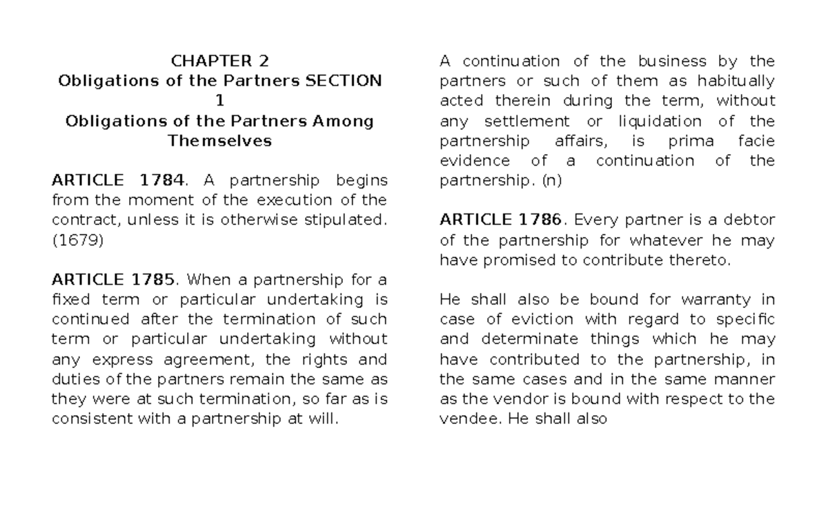 Parcor-Chap2 S2 - rfbt insights - CHAPTER 2 Obligations of the Partners ...