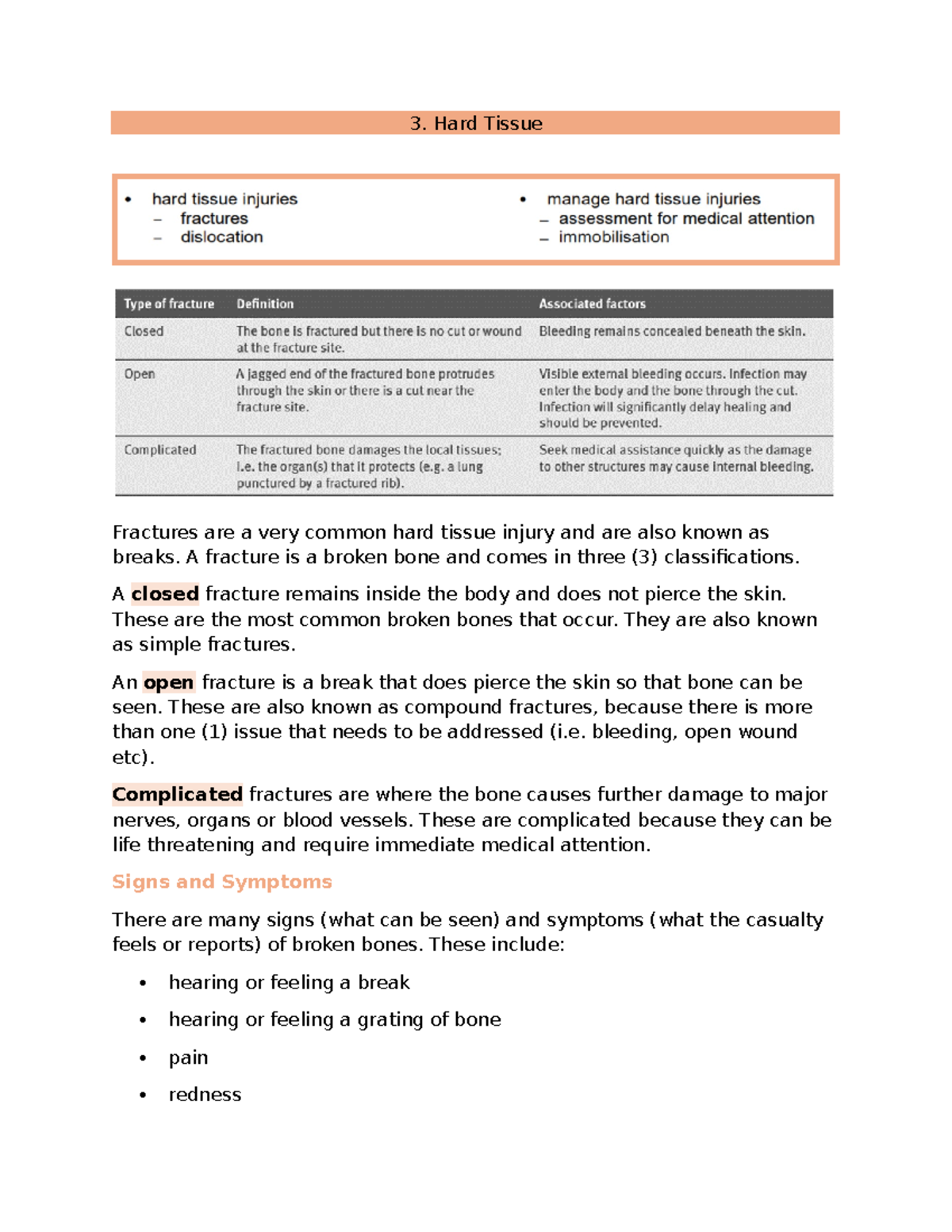 3. Hard tissue - ... - 3. Hard Tissue Fractures are a very common hard ...