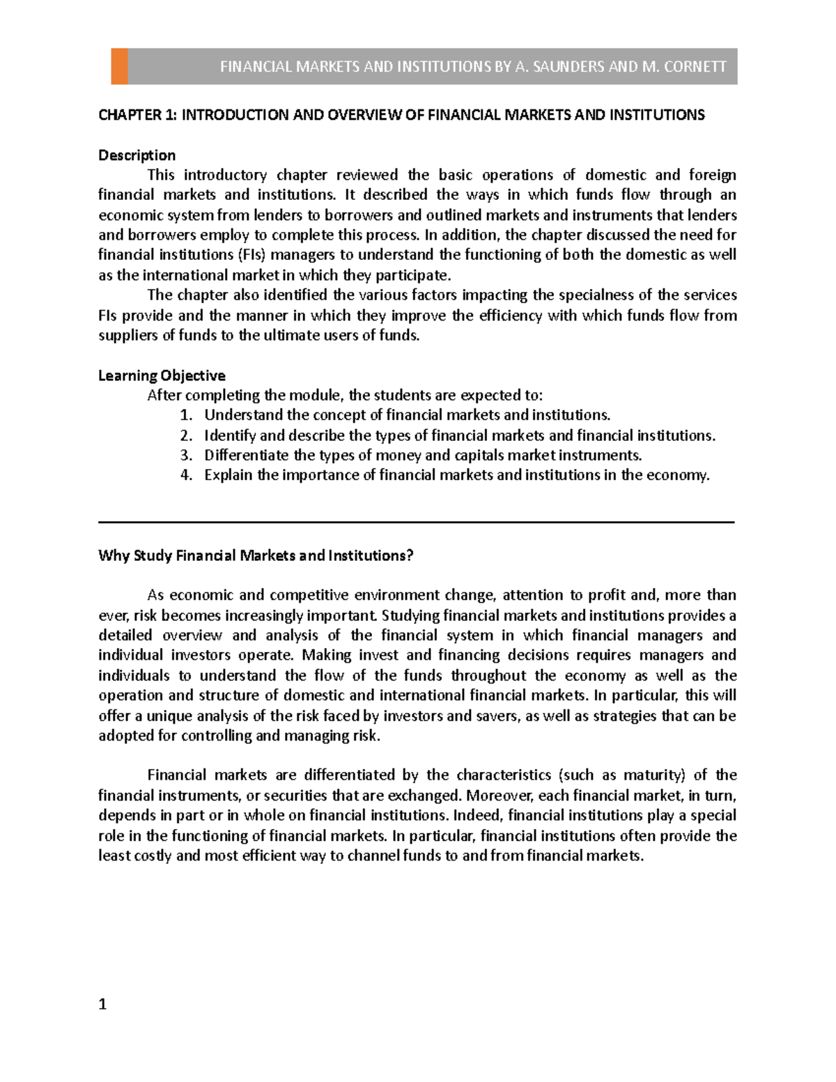 Bafin - notes - CHAPTER 1: INTRODUCTION AND OVERVIEW OF FINANCIAL ...