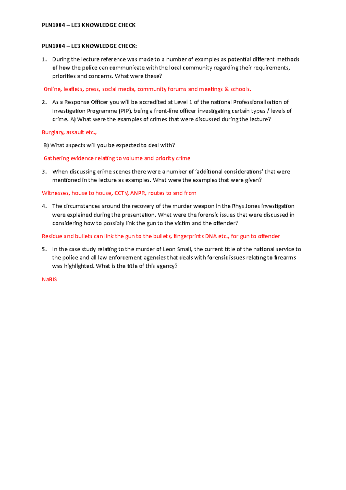 PLN1005 - LE3 - Knowledge Check - PLN1004 – LE3 KNOWLEDGE CHECK PLN1004 ...