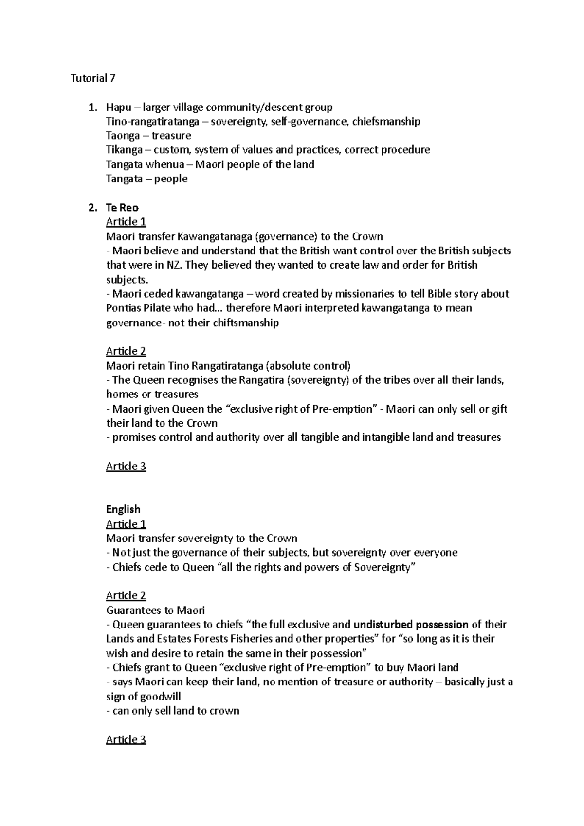 Tutorial 7 Semester 1 - Apuntes 20 - Tutorial 7 Hapu – larger village ...