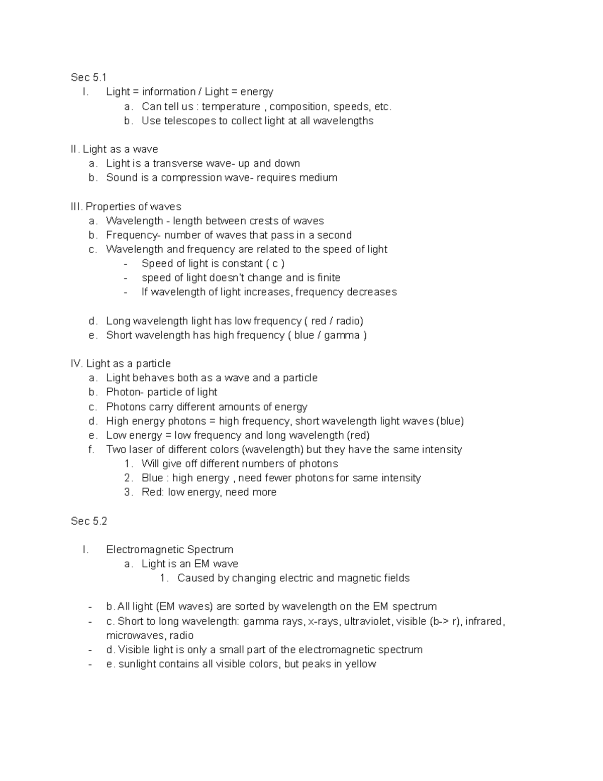 Light, Telescopes, and Planet Formation - Sec 5. I. Light = information ...