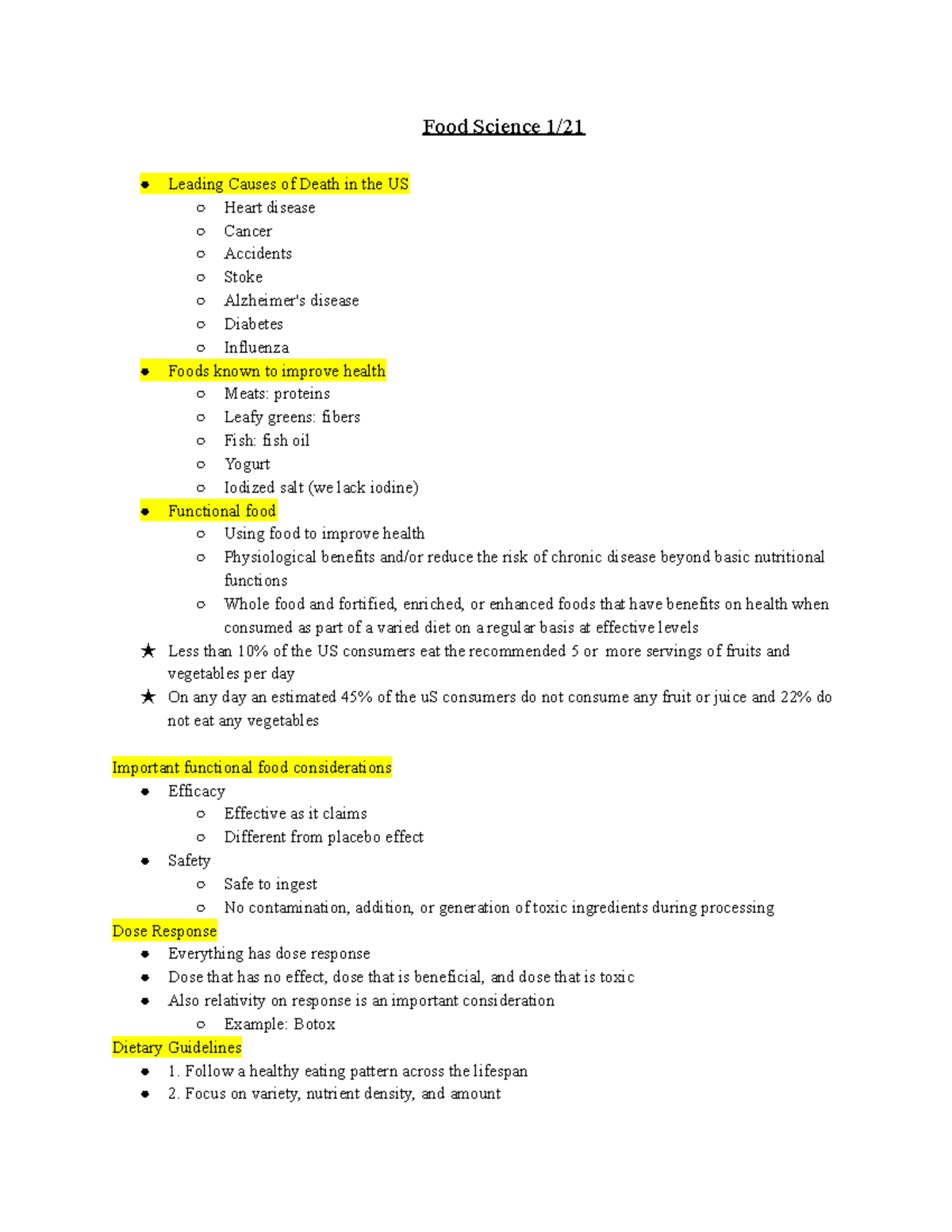 Food Science All Classes - Food Science 1/ Leading Causes of Death in ...
