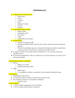 Food Science Exam 1: Introduction to Food Chemistry and Food Safety ...