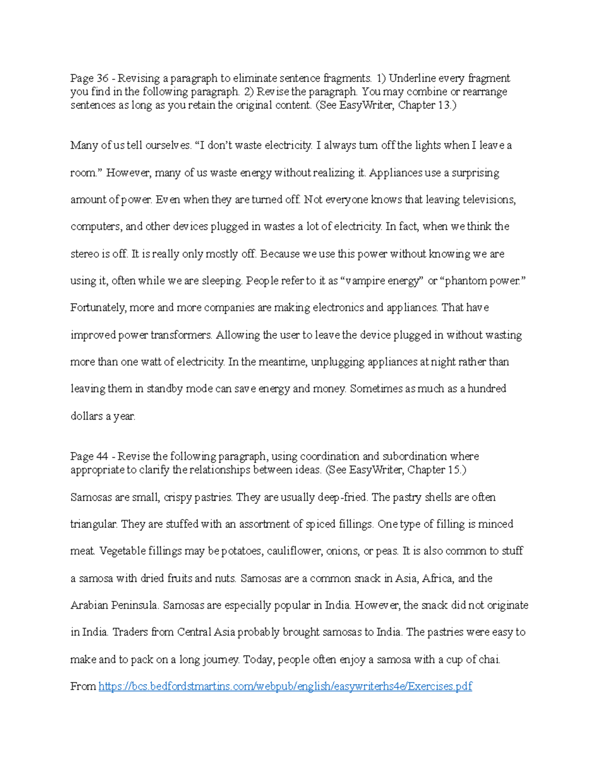 Grammar Sheet #3 and 4 - Page 36 - Revising a paragraph to eliminate ...