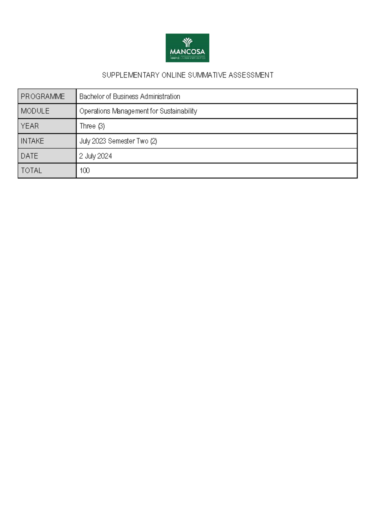 OSA JUL23 S2 BBA Operations Management for Sustainability SUPP ...