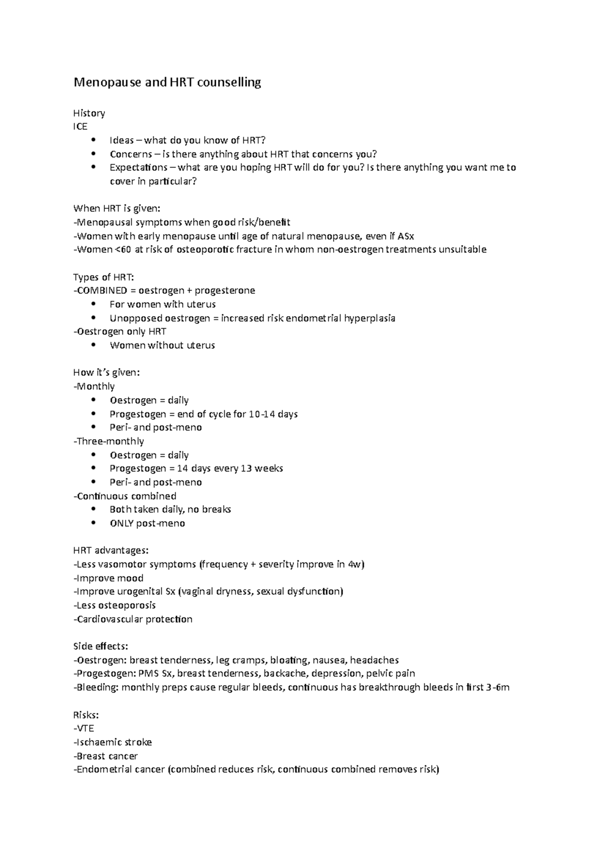 Menopause and HRT counselling - Menopause and HRT counselling History ...