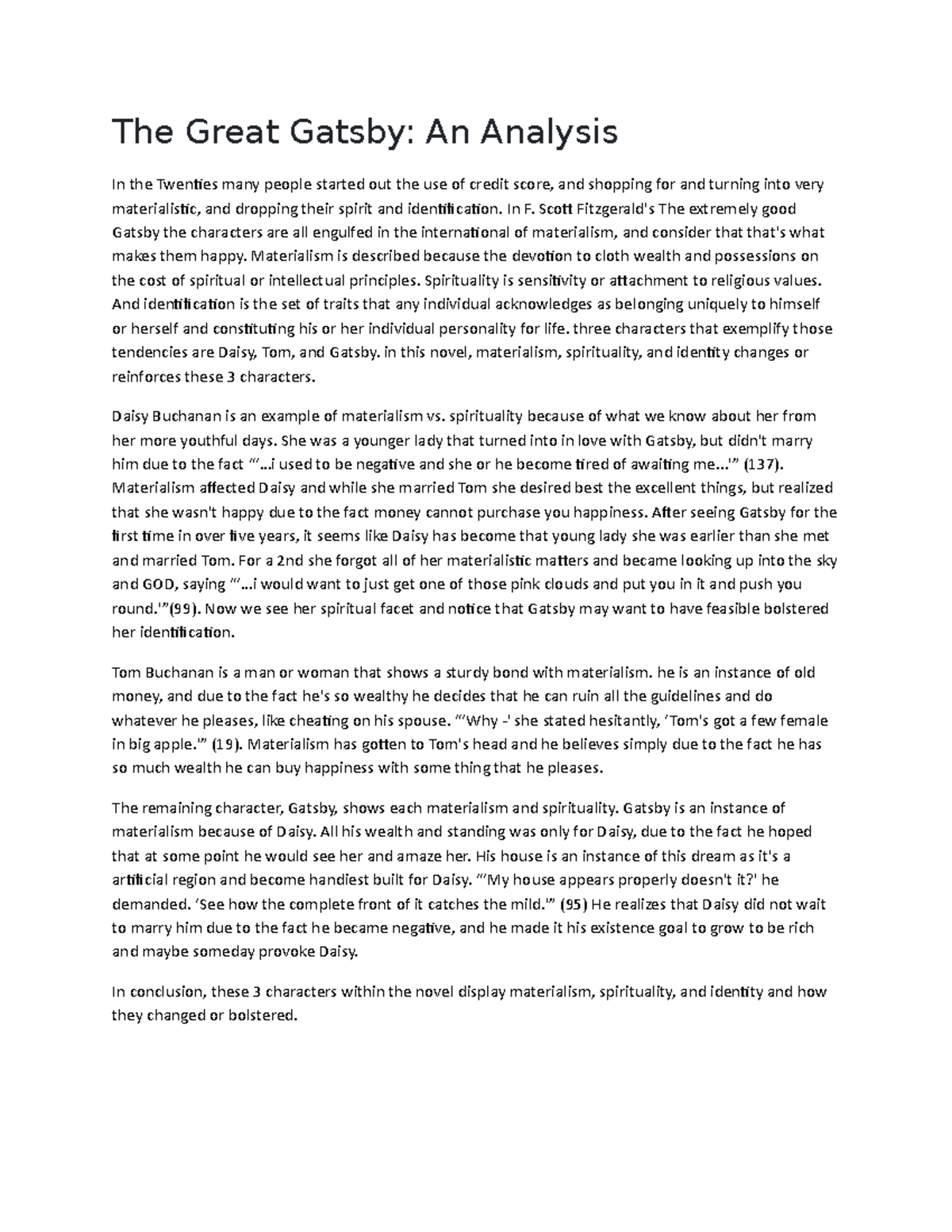 The Great Gatsby An Analysis - In F. Scott Fitzgerald's The extremely ...