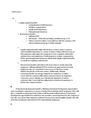 VGM1 TASK 2 Total Rewards Strategy Benefits - In order to stay ...