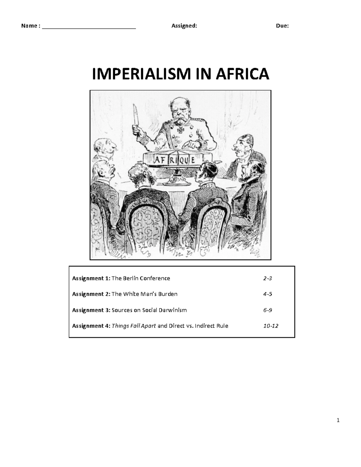Imperialismin Africa Berlin Conference White Mans Burden-1 - Name