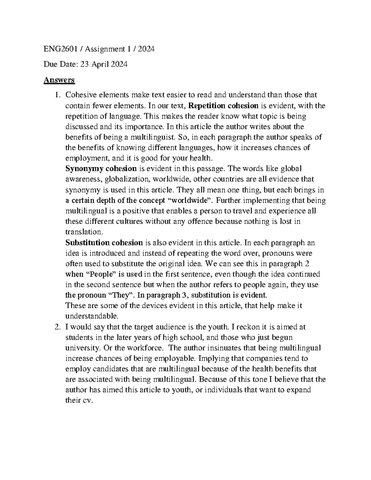 ENG2601 Assignment 1 2024 - ENG2601 / Assignment 1 / 2024 Due Date: 23 ...