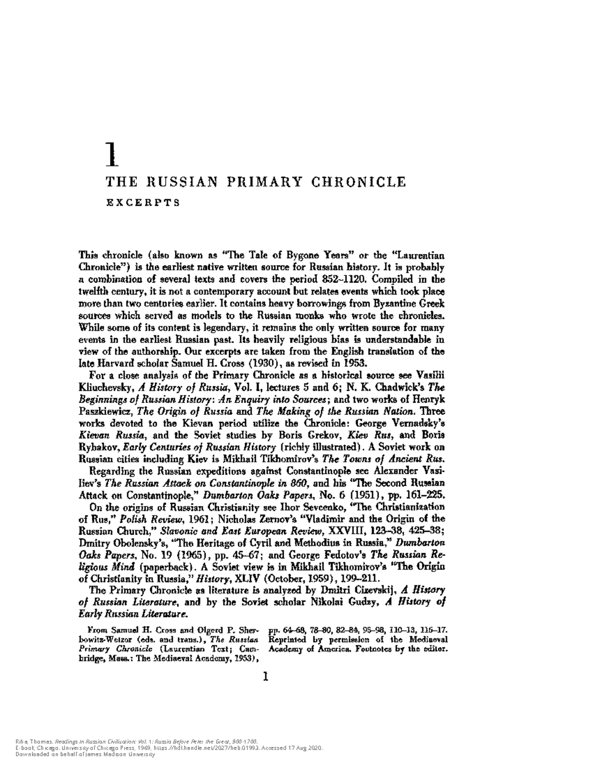 Russian Primary Chronicle - E-book, Chicago: University of Chicago ...
