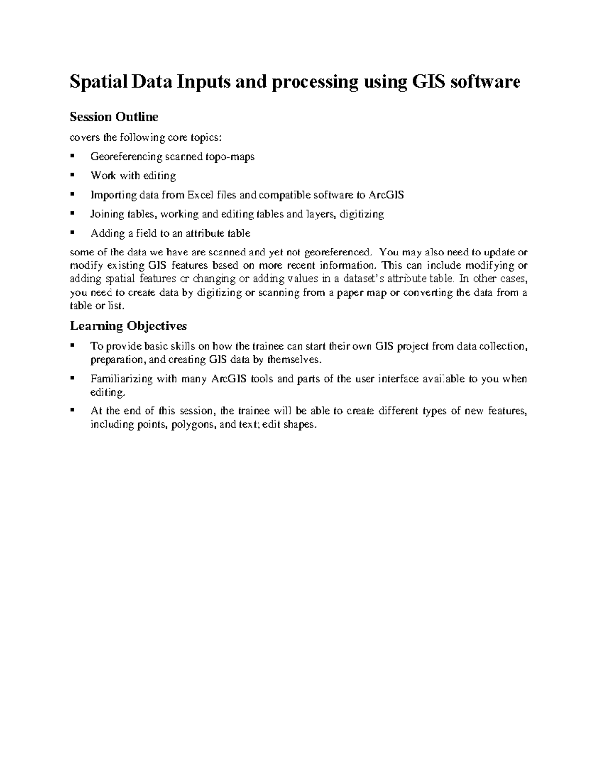 Gis Notes For Gis Spatial Data Inputs And Processing Using Gis