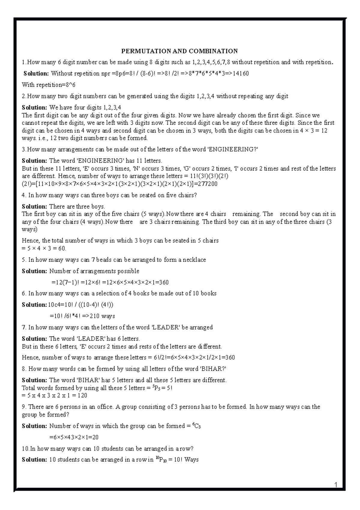 Permutation And Combination Permutation And Combination 1 Many 6