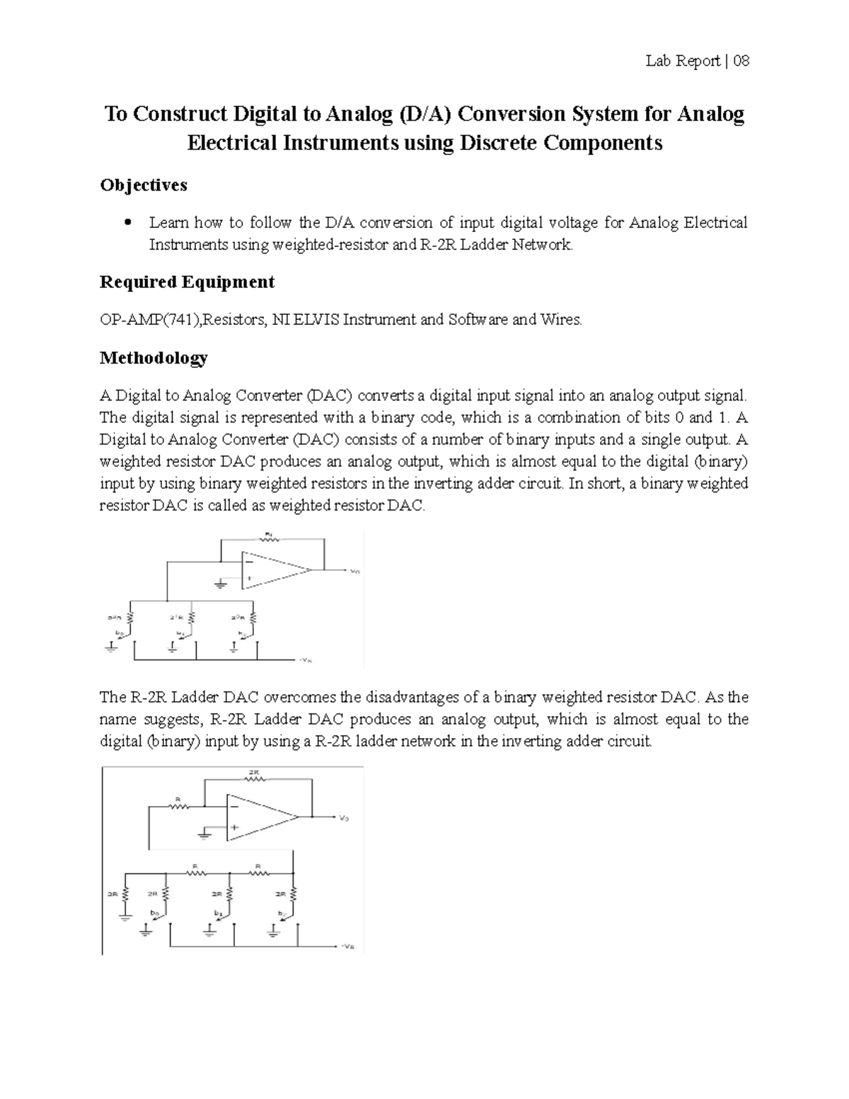 electric measurement and instrumentation lab No8 - Lab Report | 08 To ...