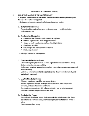 Chapter 10 Master Budget Example - Chapter 10 Master Budget Example A ...