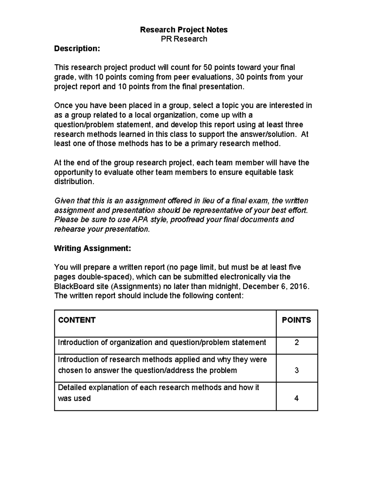 Research Project Notes - Once you have been placed in a group, select a ...