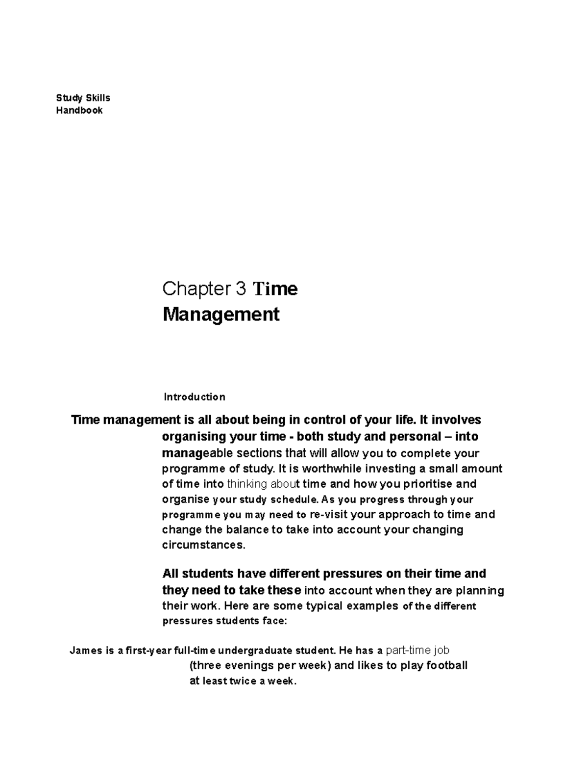 Chapter 3 - Time Management - Study Skills Handbook Chapter 3 Time ...