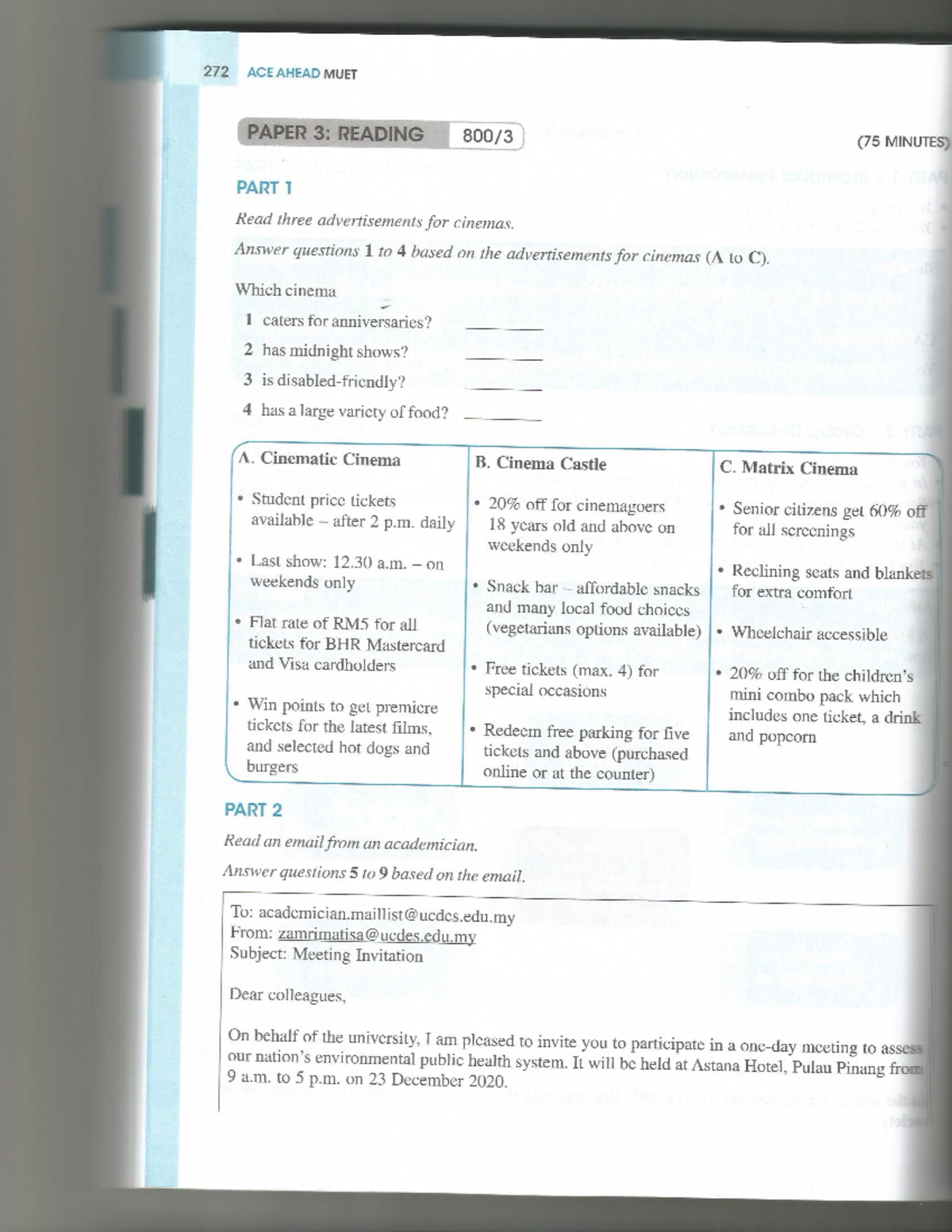 Model Test Exercise - English For Academic Reading - Studocu