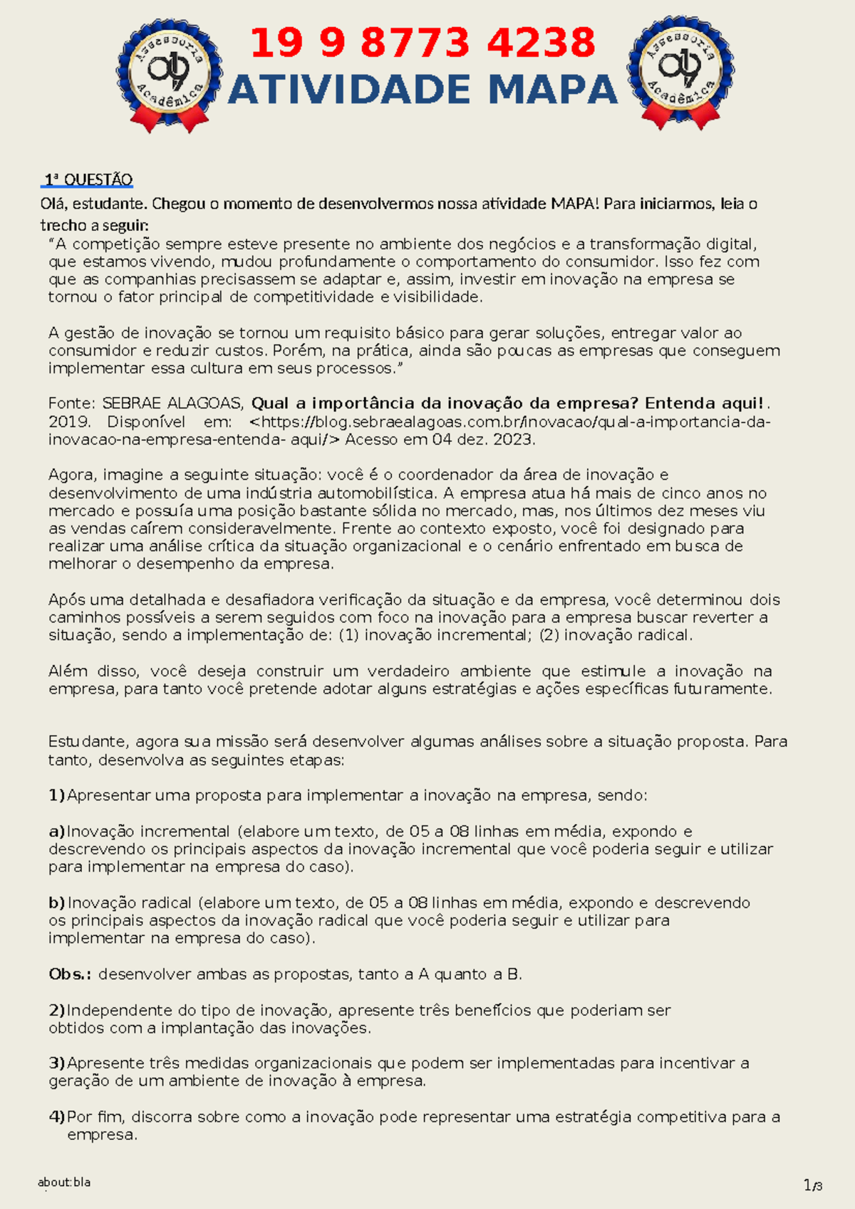 512024 MAPA - ADM - Gestão DA Inovação E Tecnologia - about:bla nk 1 / ...