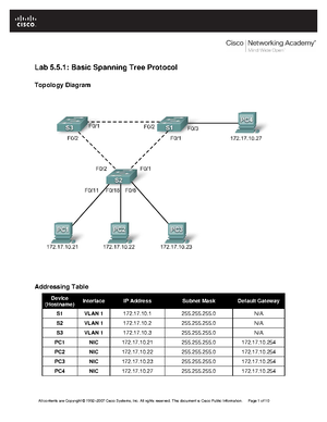 chapter 3 lab configuration - Lab 5.5: Basic Spanning Tree Protocol (Instructor Version ...