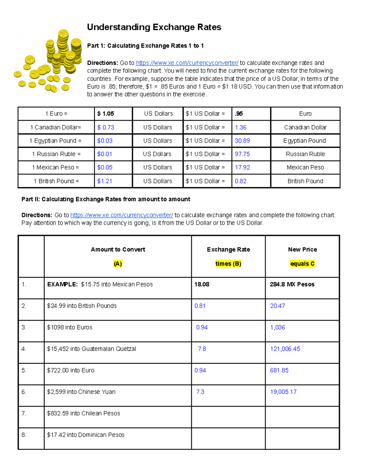 Copy of Understanding Exchange Rates - Understanding Exchange Rates ...
