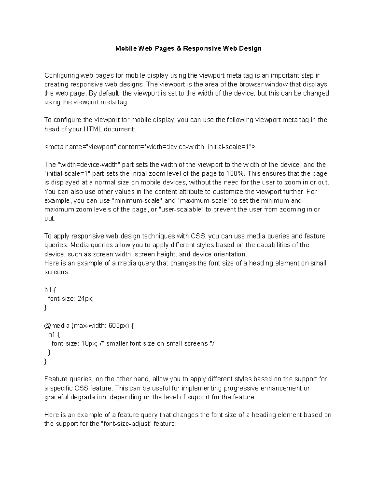 Web Dev Notes 8 Rusu Mobile Web Pages And Responsive Web Design Configuring Web Pages For 