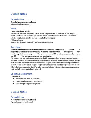 Guided Notes 1 - Dr. Nicole Lapeyrouse - GLY 1030 - Studocu