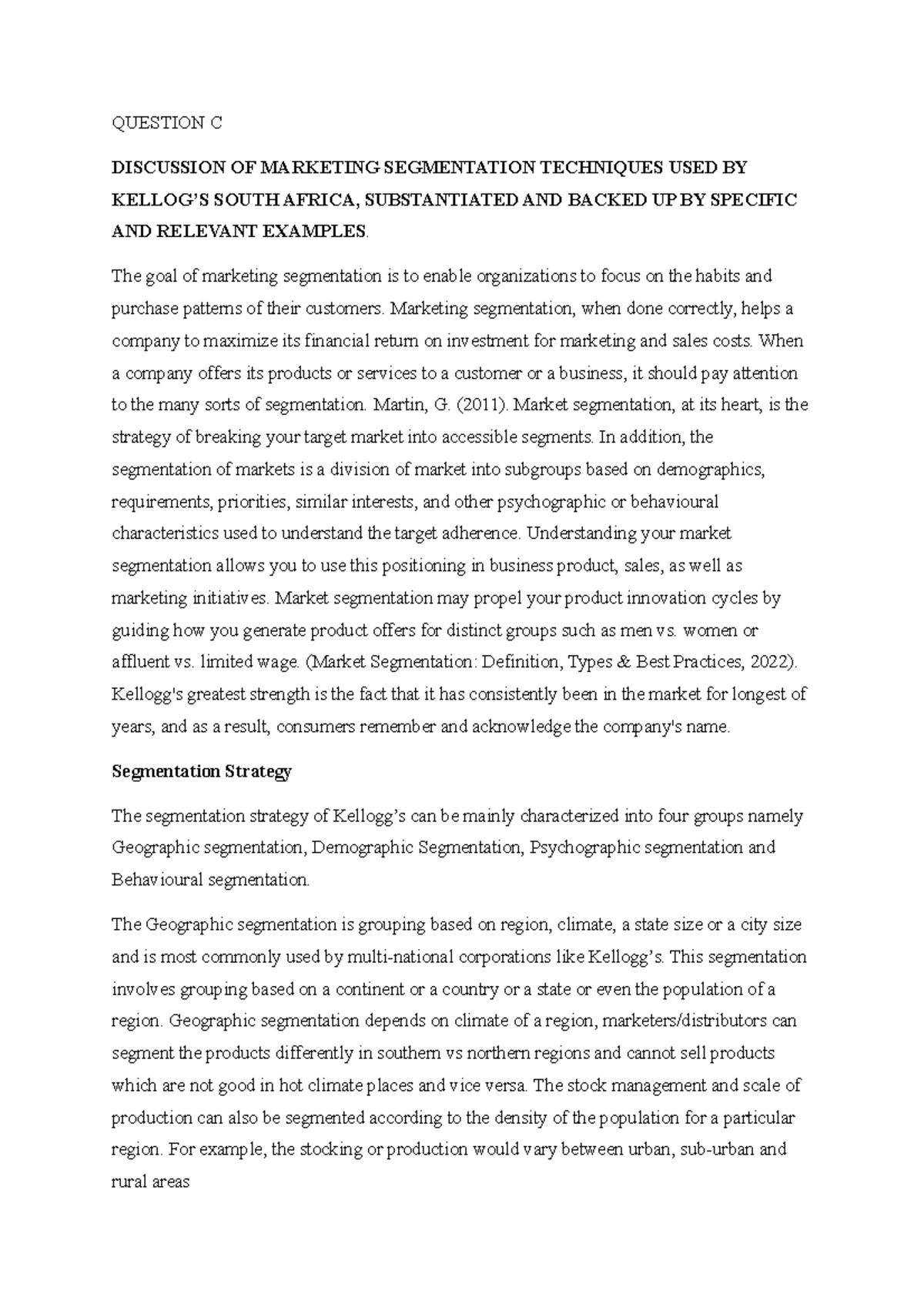 Marketing Q3 - assignment question and answer. research type of ...