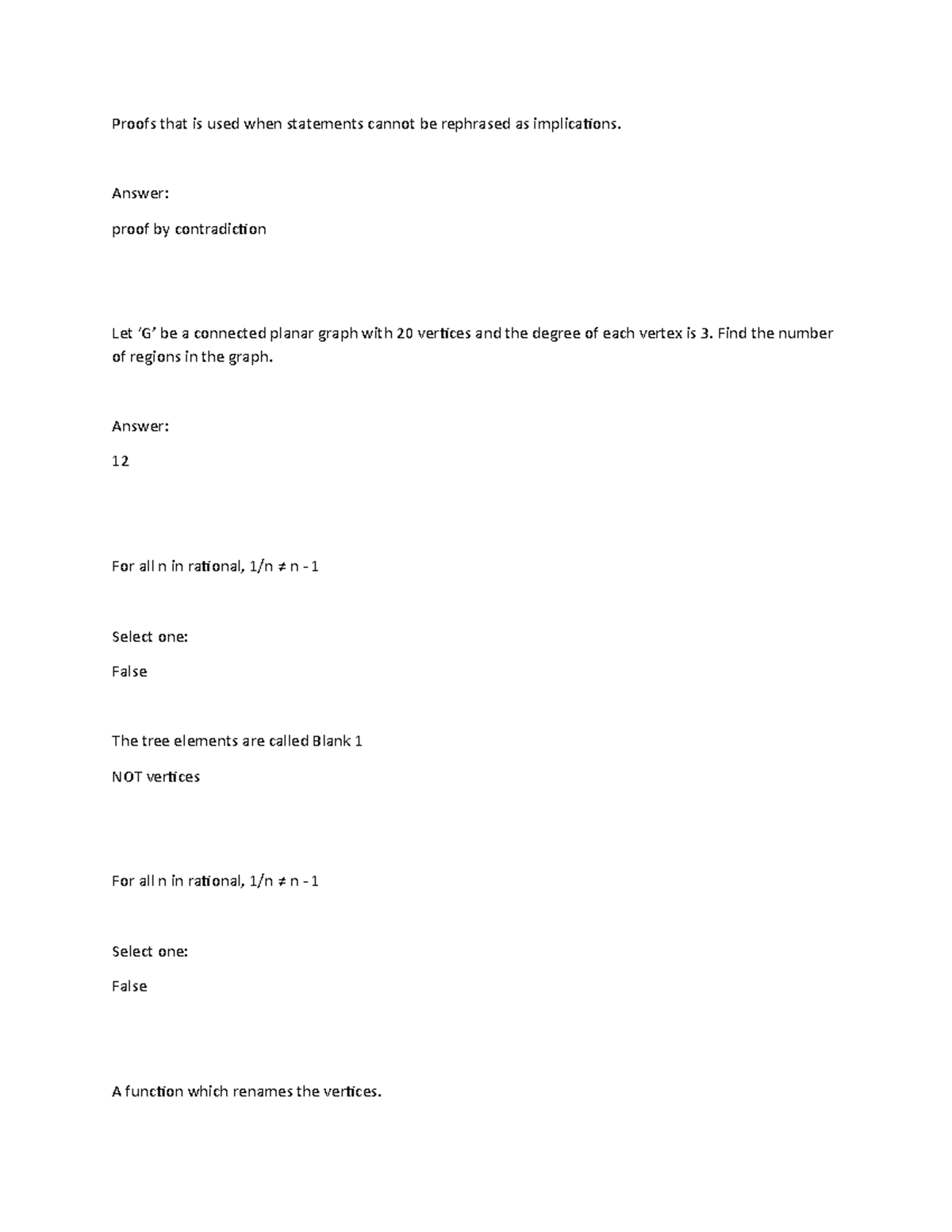 Discrete Mathematics Midterm Quiz Proofs That Is Used When Statements