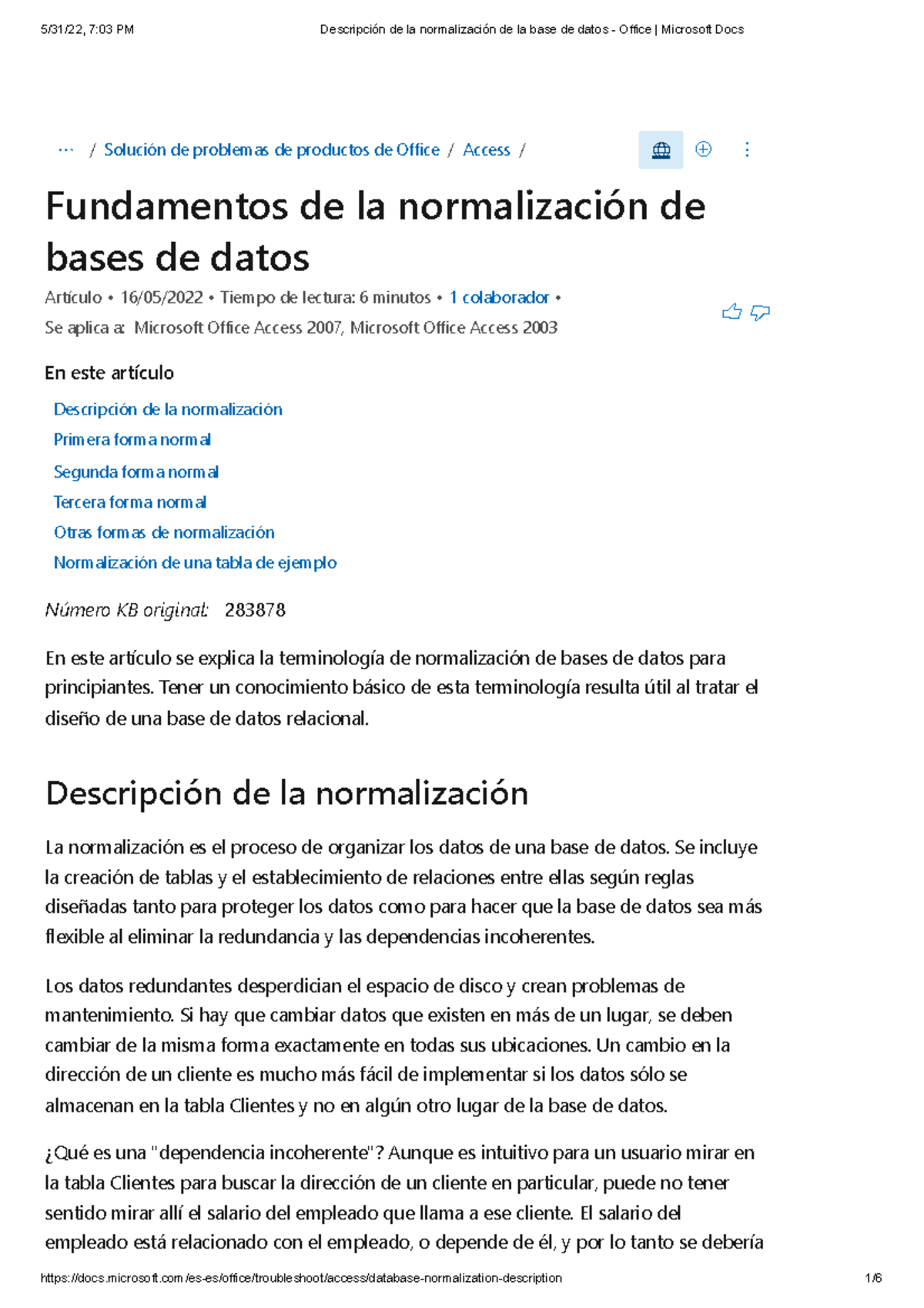 Normalización de la base de datos - / Solución de problemas de ...