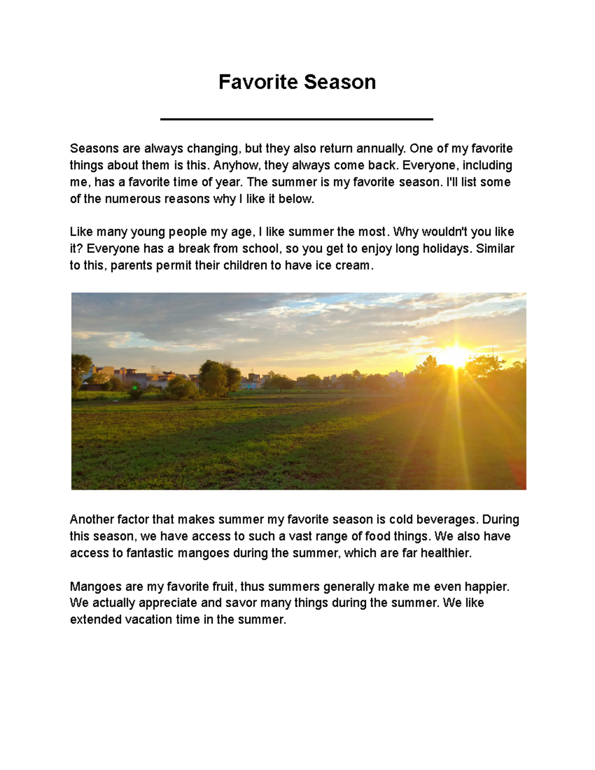 Favourite Season - Favorite Season ________________________ Seasons are ...