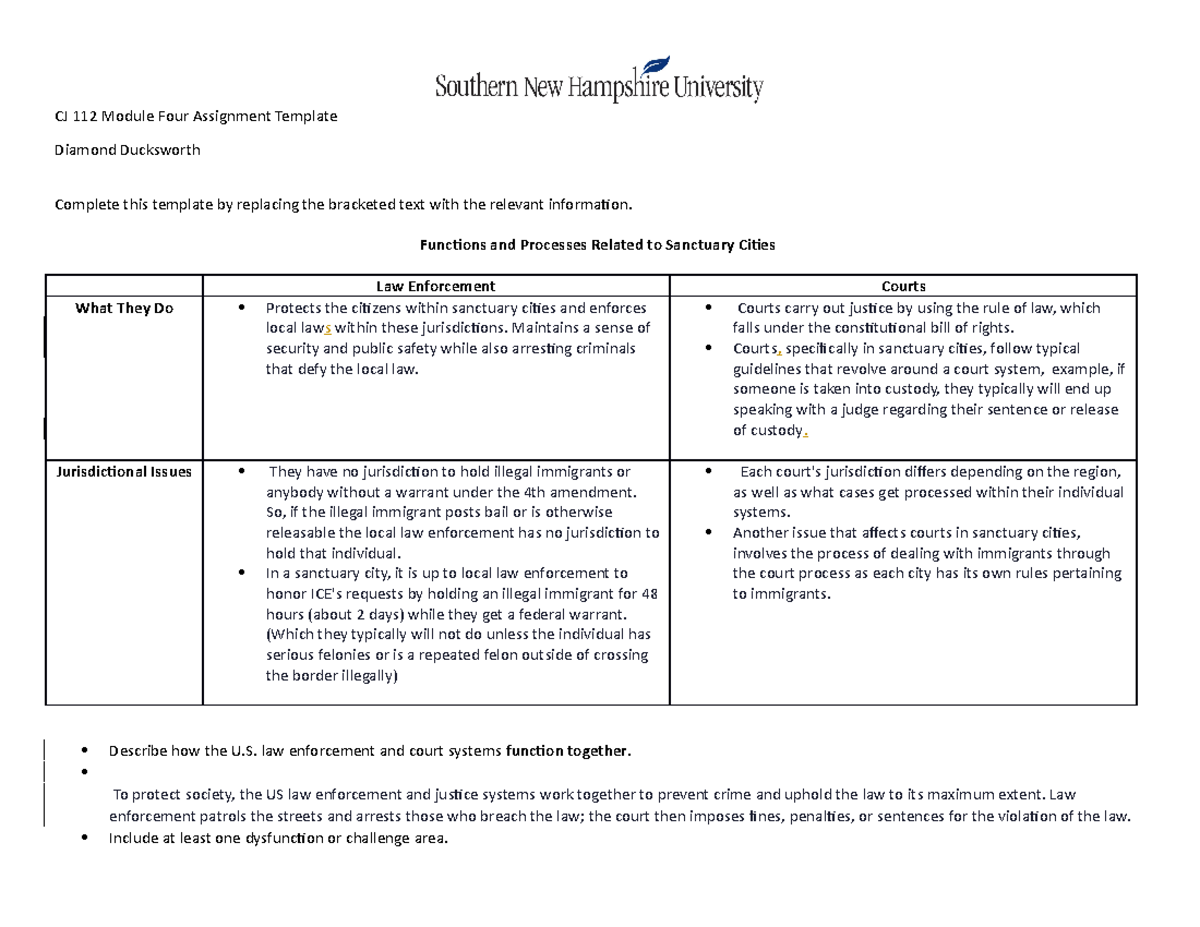 Cj 112 Module Four Assignment Template 1 Cj 112 Module Four Assignment Template Diamond