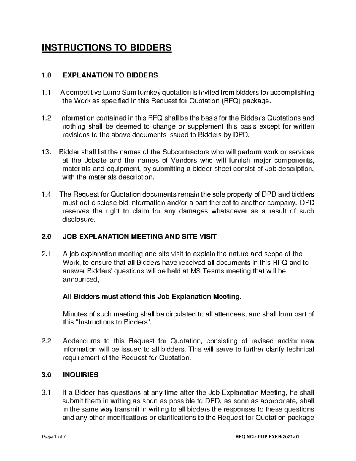 Instruction to Bidders - INSTRUCTIONS TO BIDDERS 1 EXPLANATION TO ...