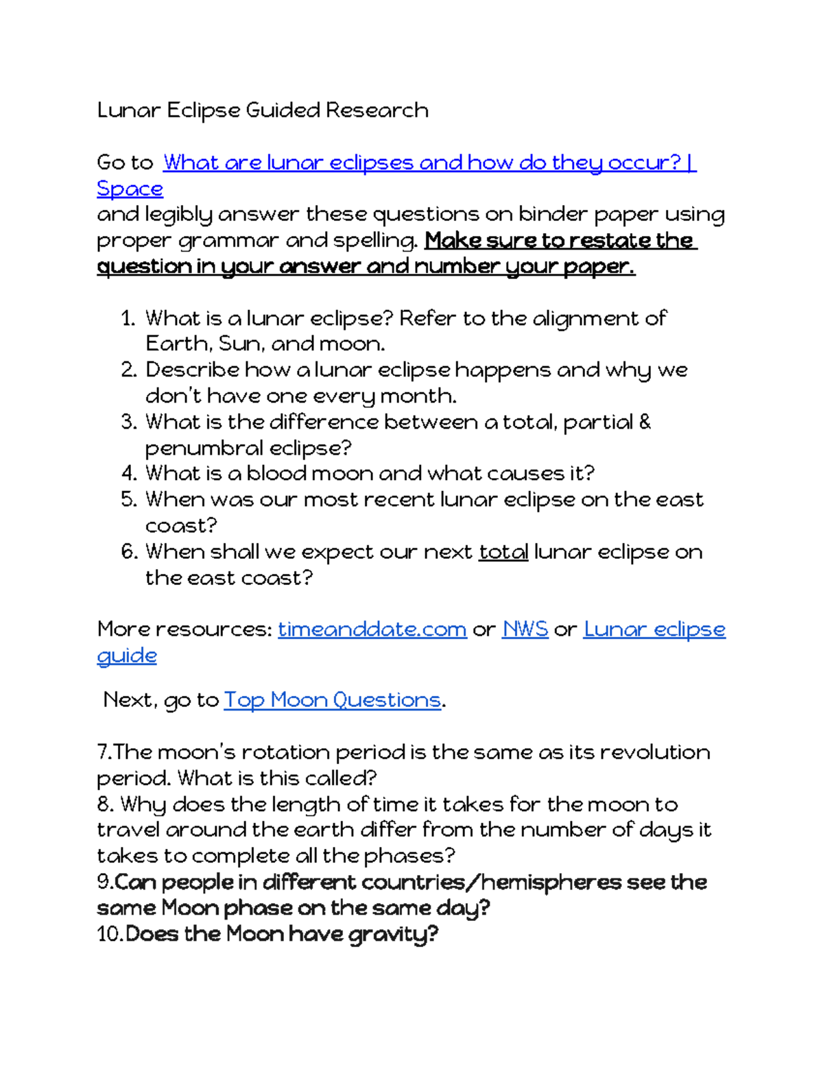 Eclipses - fgtryhgf - Lunar Eclipse Guided Research Go to What are ...