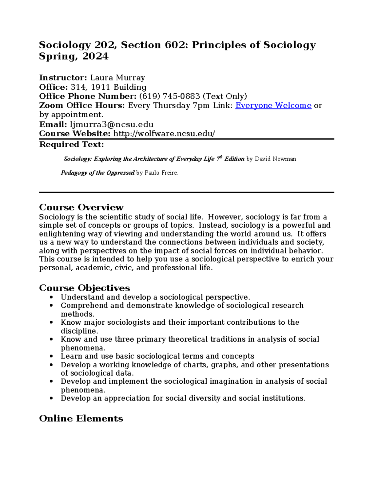 202 Syllabus Spring 2023 - Sociology 202, Section 602: Principles of ...